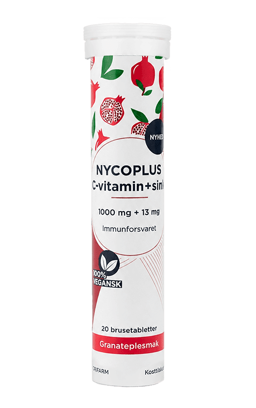 Nycoplus C-vitamin 1000 mg + sink 13 mg med granateplesmak | Nycoplus
